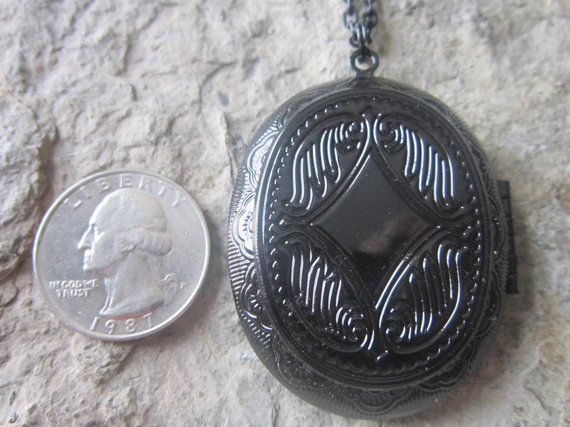 Creepy Baby Doll Hand Painted Cameo on a Black Enamel Locket - Scary ...