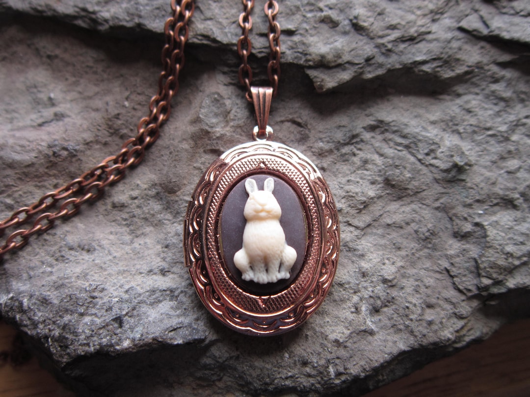 Choose Rose Gold or Rose Gold Ox - Bunny Rabbit Cameo Rose Gold Plated ...
