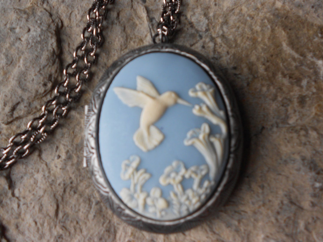Choose Blue, Black or Purple - Hummingbird Antiqued Silver Plated ...