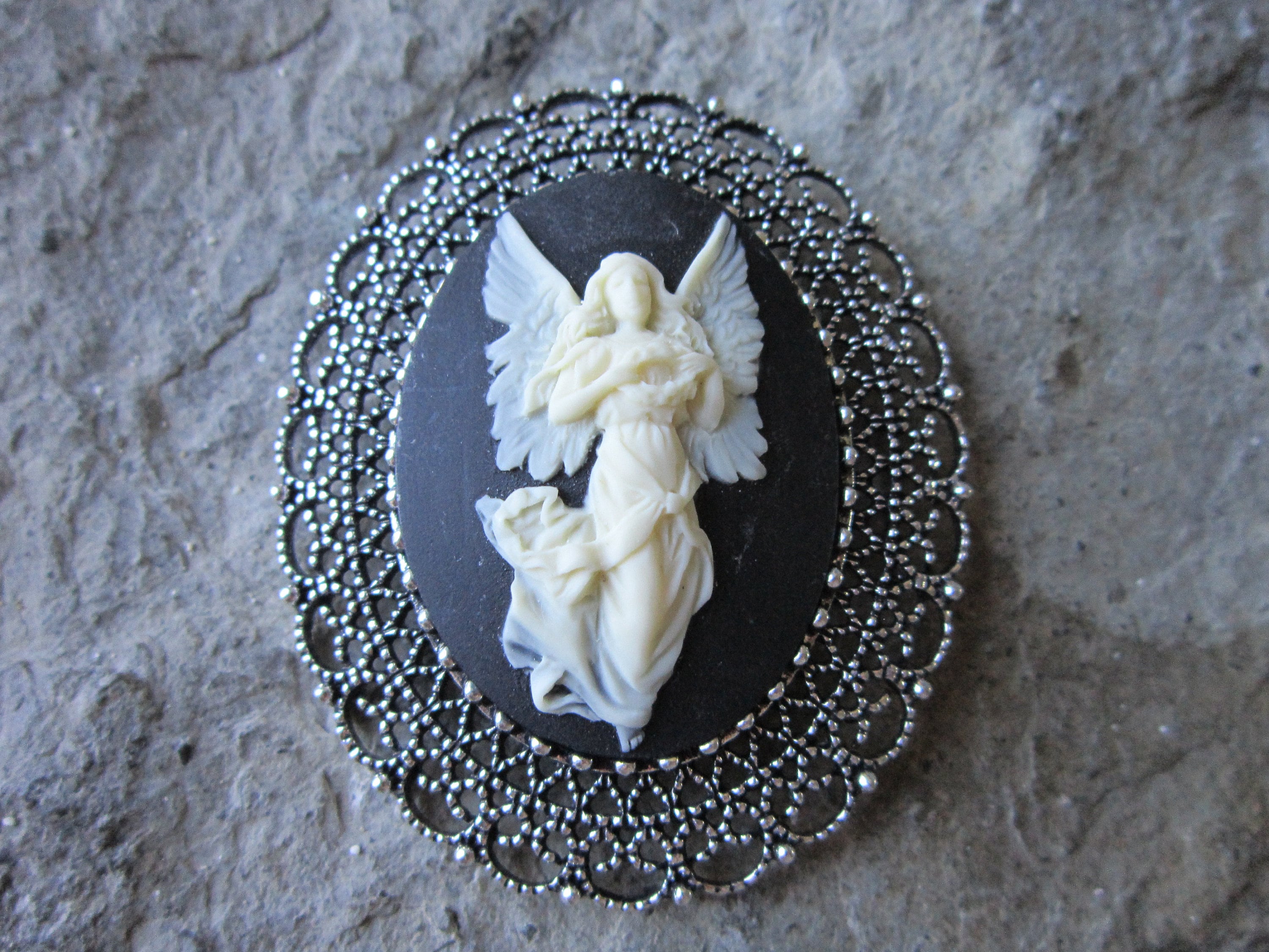 Choose Black or Blue 2 in 1 Guardian Angel Cameo | Etsy