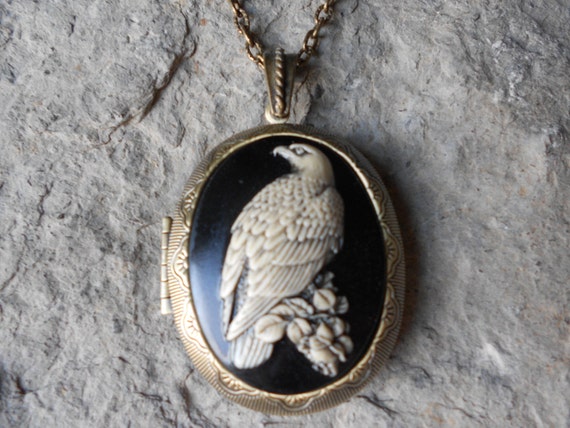 Lockethand Painted American Bald Eagle Pendant Lockets | Etsy