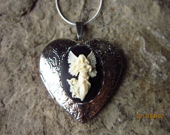 Guardian Angel Cameo Bronze Heart Locket High Quality | Etsy