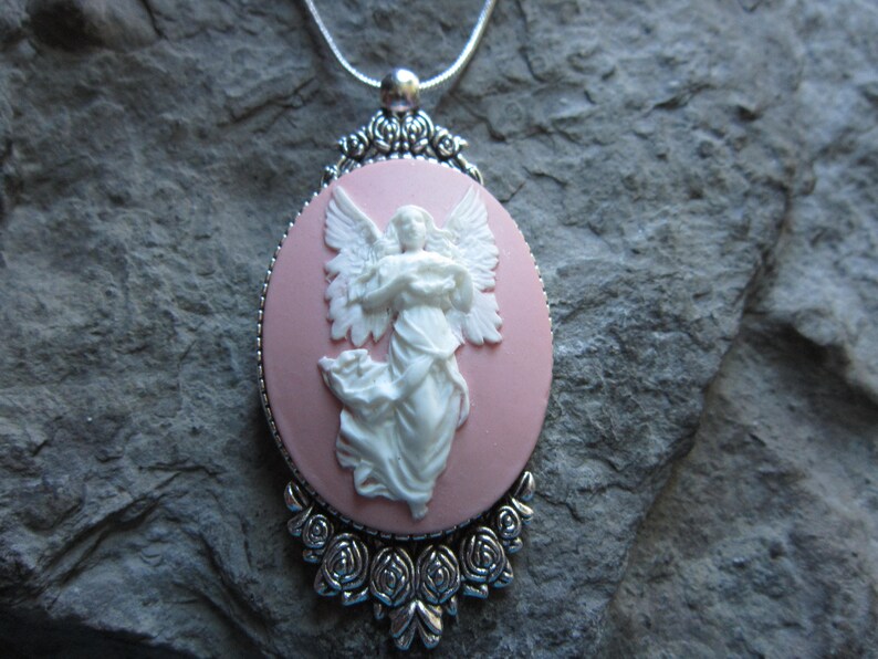 Choose Cameo Background Color Stunning Guardian Angel Cameo | Etsy