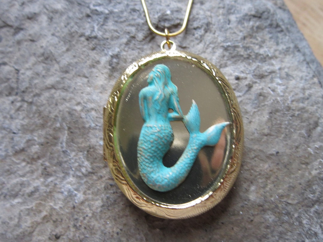 Choose Gold or Bronze - Verdigris Mermaid Locket - Quality - Photos ...