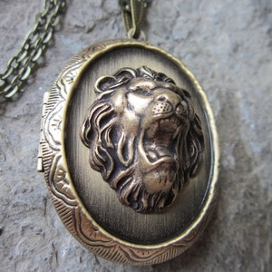 Choose Antiqued Silver or Bronze - Lion's Head Lockets - High Quality ...