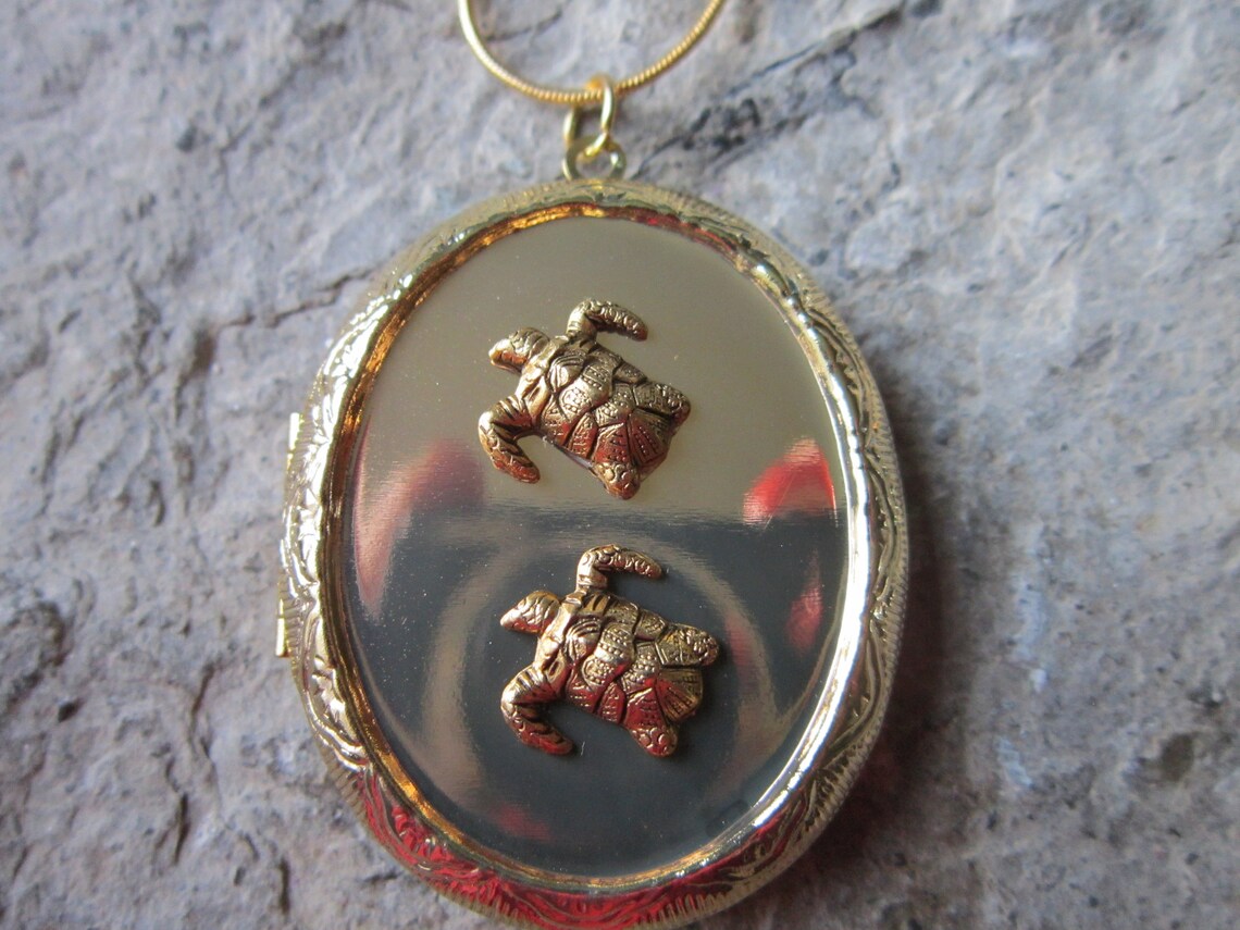 Sea Turtle s Gold Plated Locket Quality Photos - Etsy