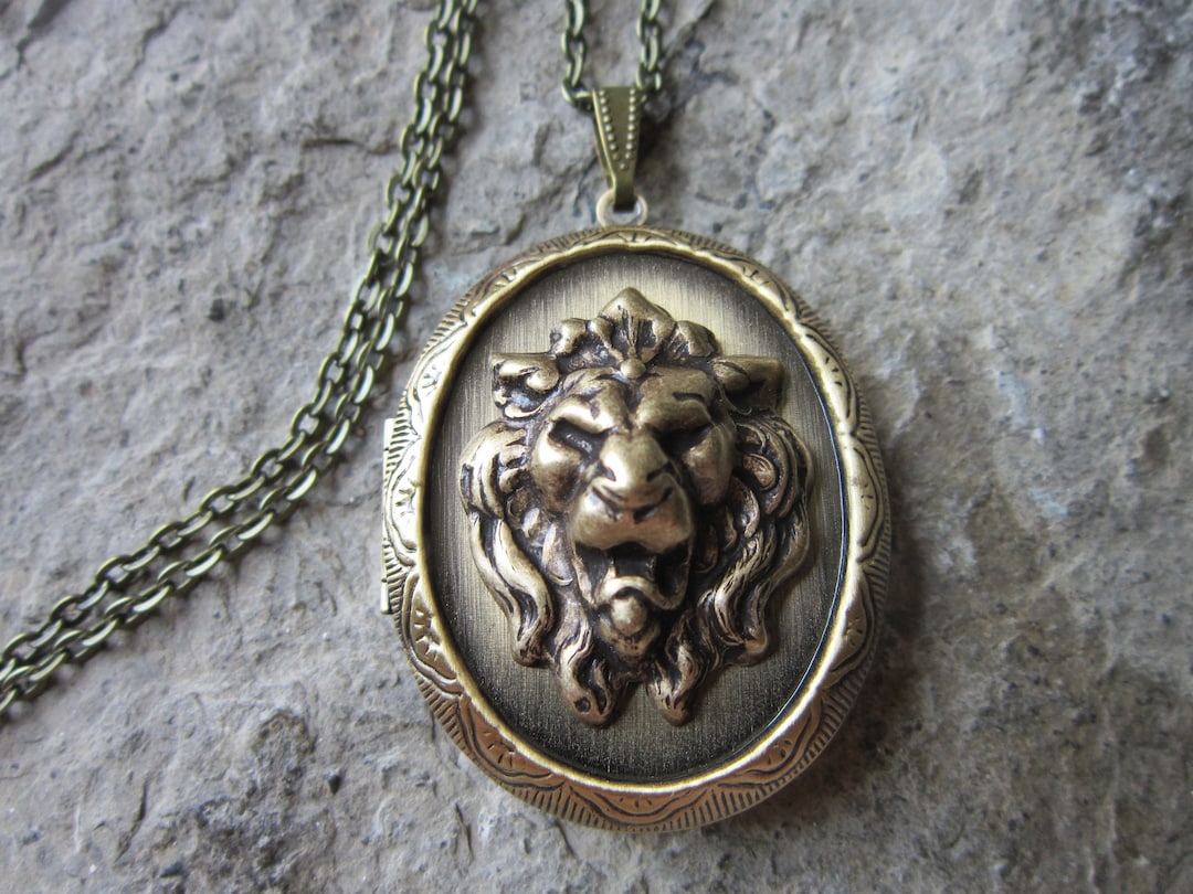 Choose Bronze or Antiqued Silver - Lion's Head Lockets - High Quality ...