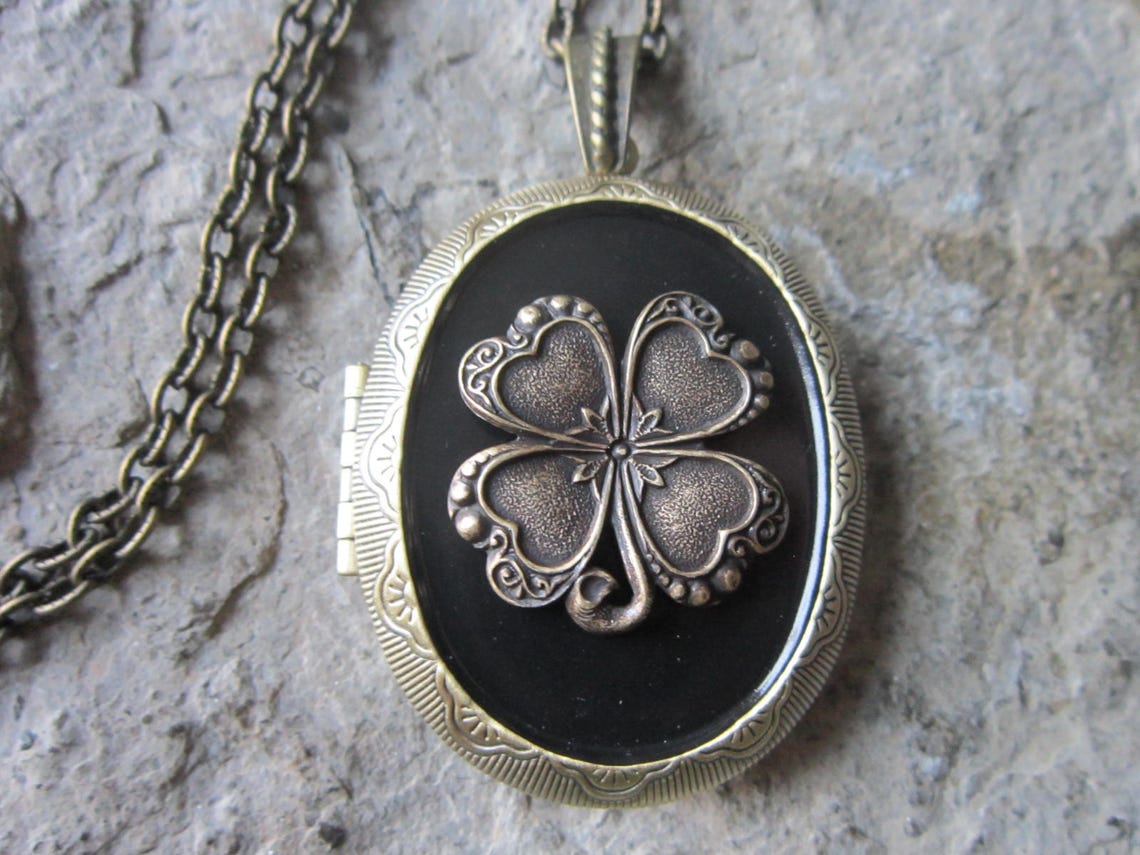 Irish Shamrock Four Leaf Clover Bronze Lockets 2 Long - Etsy
