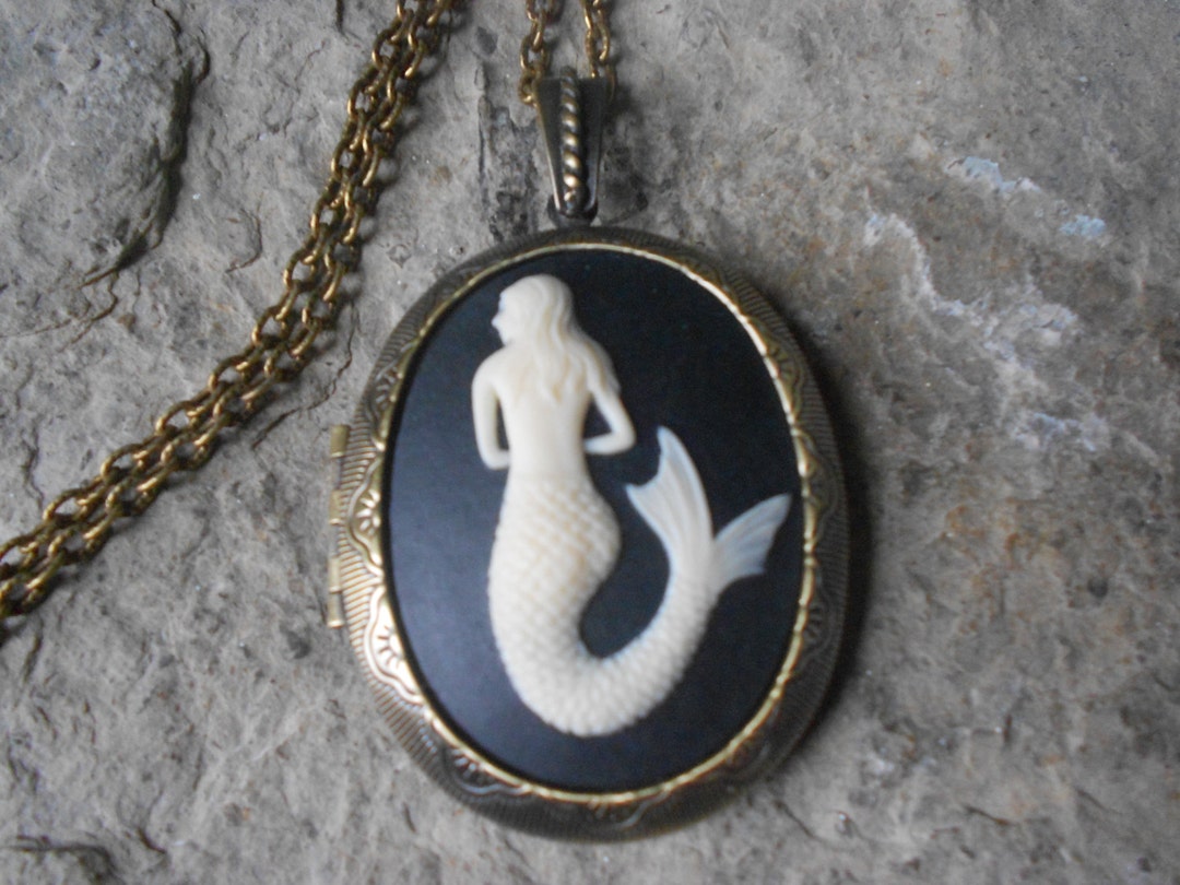 Locket--stunning Mermaid Pendant Lockets- 2" Long - Bronze - Antique ...