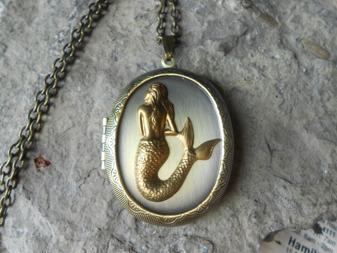 Locket--stunning Mermaid Pendant Lockets- 2" Long--- Bronze - Antique ...