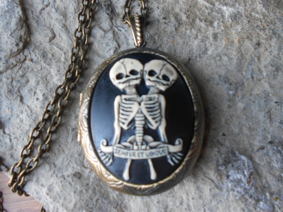 Choose Bronze or Silver Locket- Skeleton - Semper Et Ubique- Skeleton ...