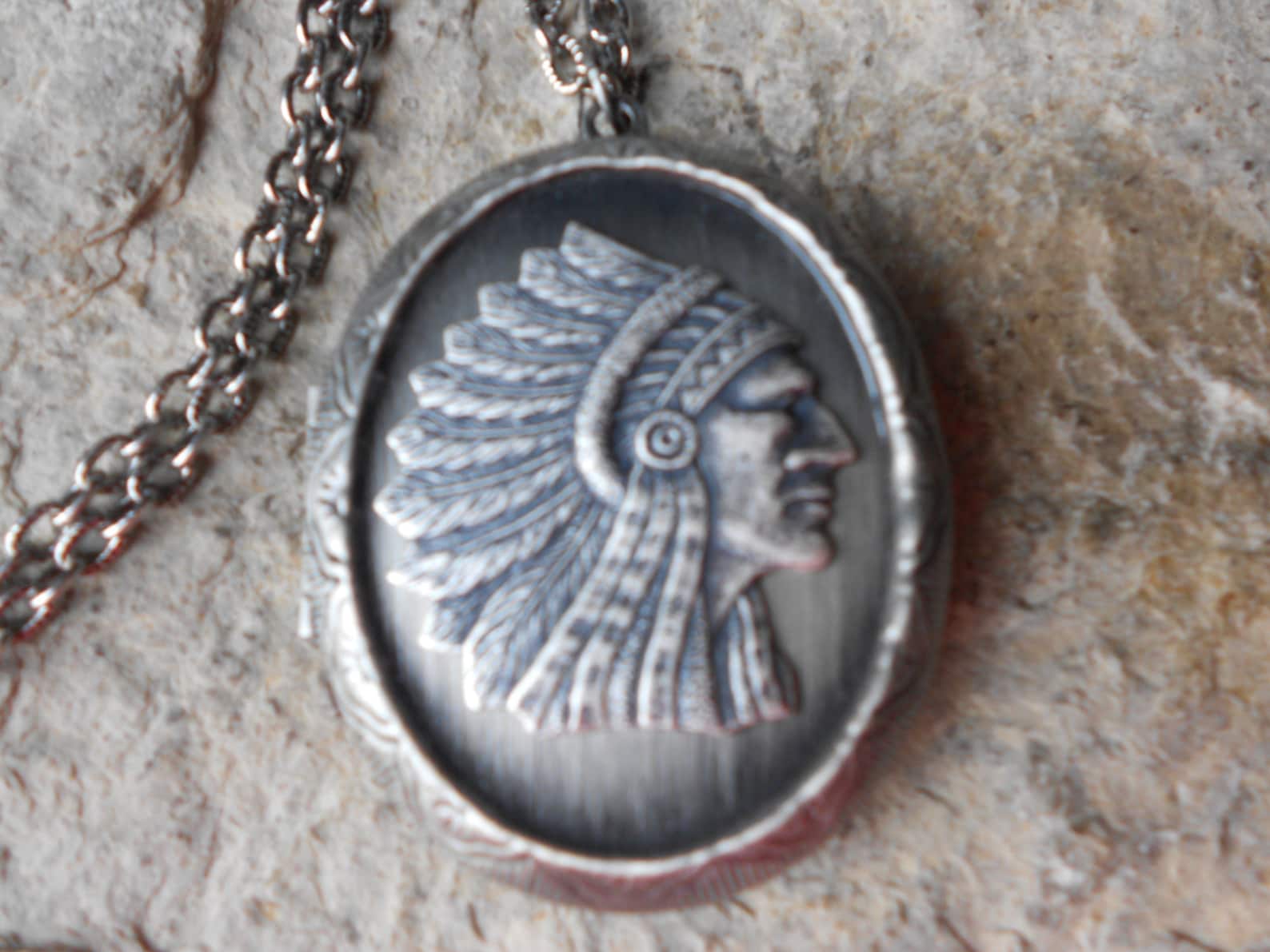 Native American Antiqued Silver Plated Locket High | Etsy