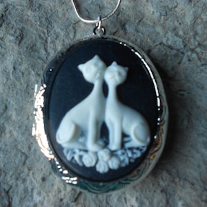 Locket--stunning Cat Pendant Locket - Cats in Love, Heart, Love-- 2 ...