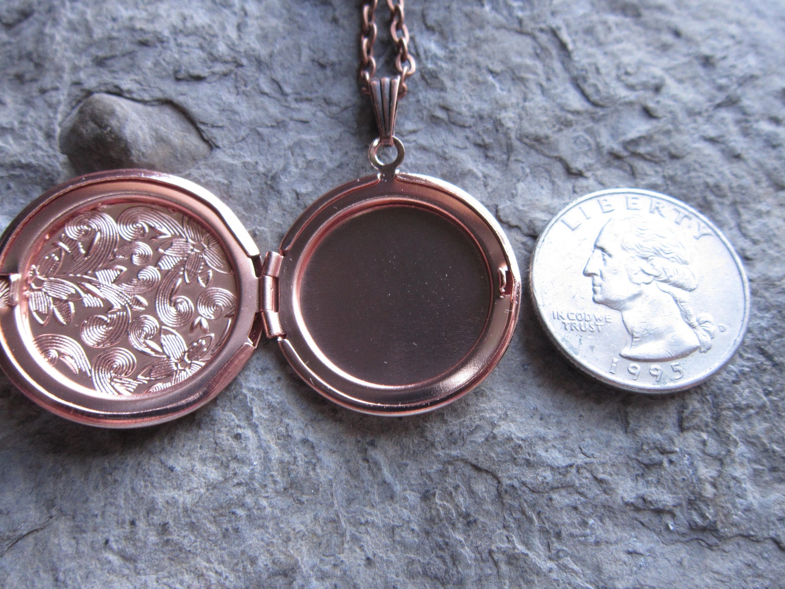 Rose Gold Plated Round Locket With a Rose High Quality - Etsy