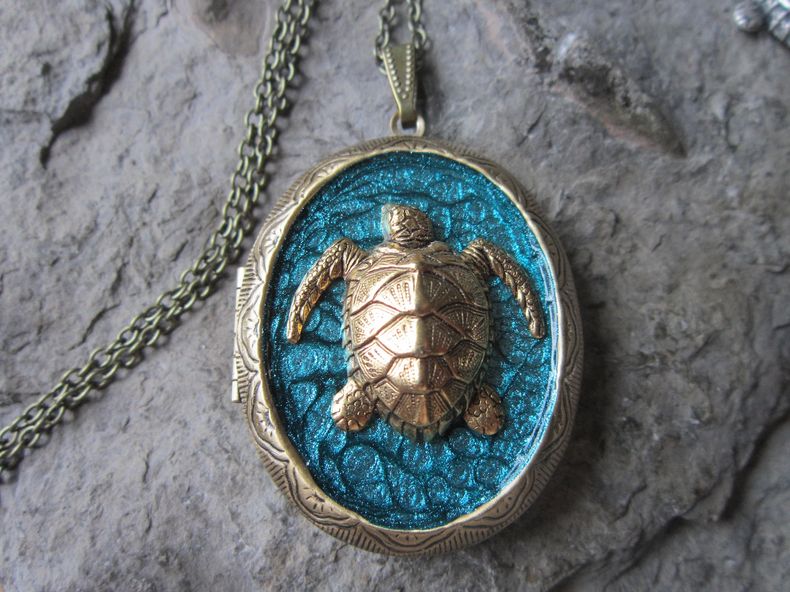 Choose Bronze or Silver - Unique Sea Turtle Locket - Turtle Collector ...
