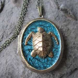 Choose Bronze or Silver - Unique Sea Turtle Locket - Turtle Collector ...