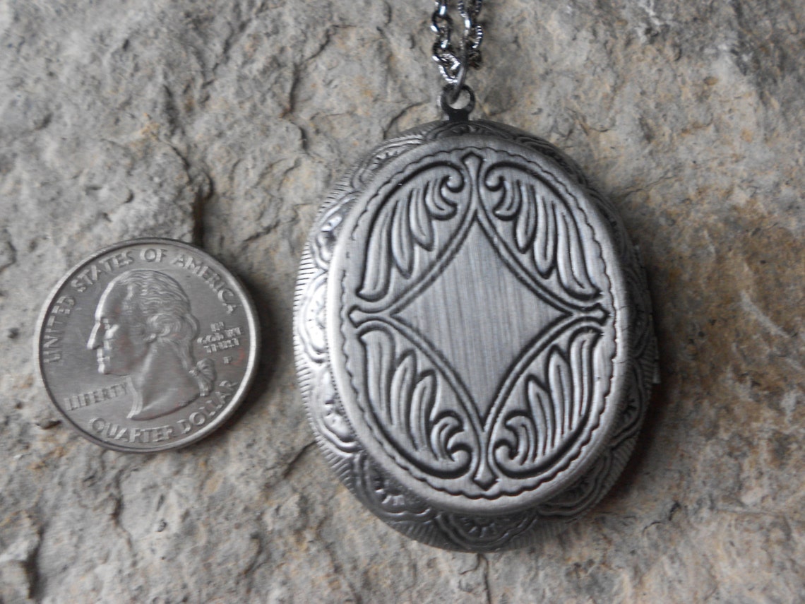 Antique Silver Plated Cameo Locket!!! Red Rose on Black - Gorgeous ...