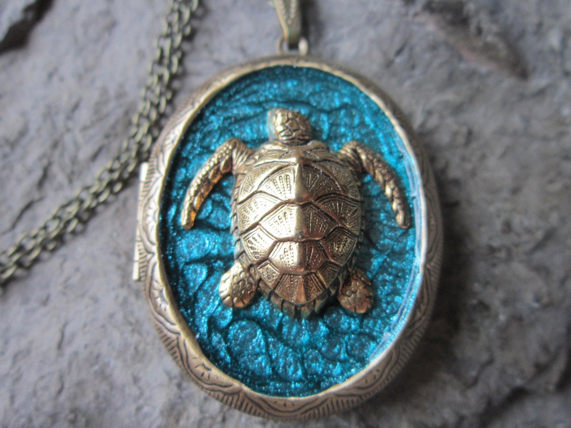 Choose Bronze or Silver - Unique Sea Turtle Locket - Turtle Collector ...