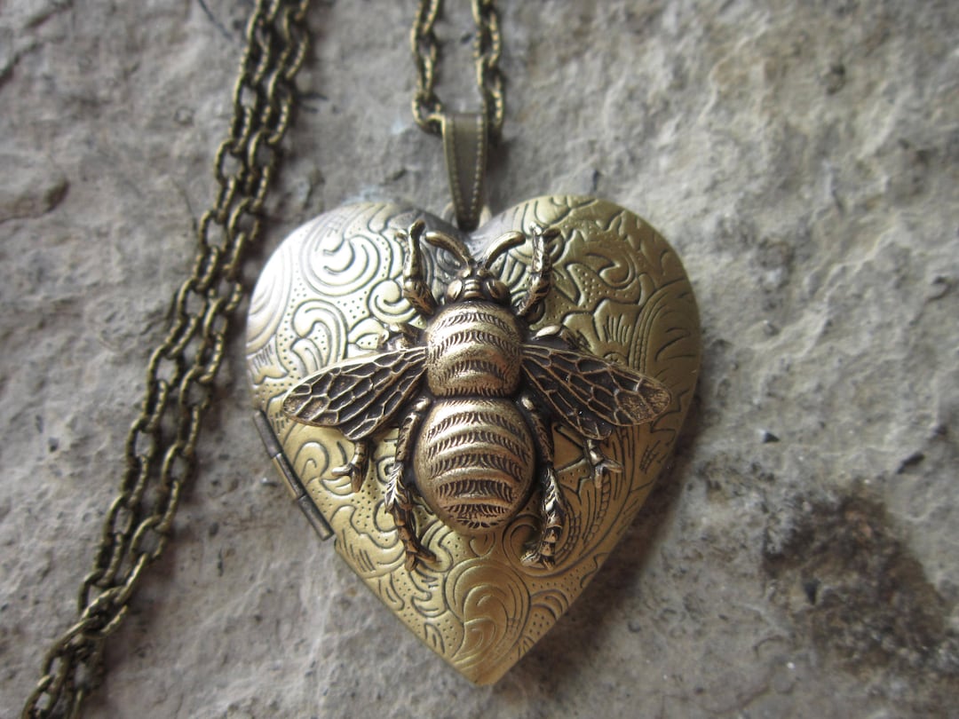 Bronze Bee Heart Lockets - Great Quality - Bumble Bee - Beekeeper ...