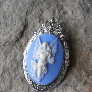 Choose Gold or Silver - 2 in 1 - Guardian Angel Cameo Brooch/pin ...