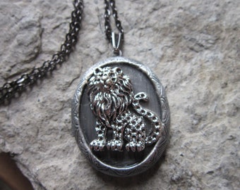 Silver Lion Locket, Small Photo Locket, Photo Locket Necklace, Picture ...