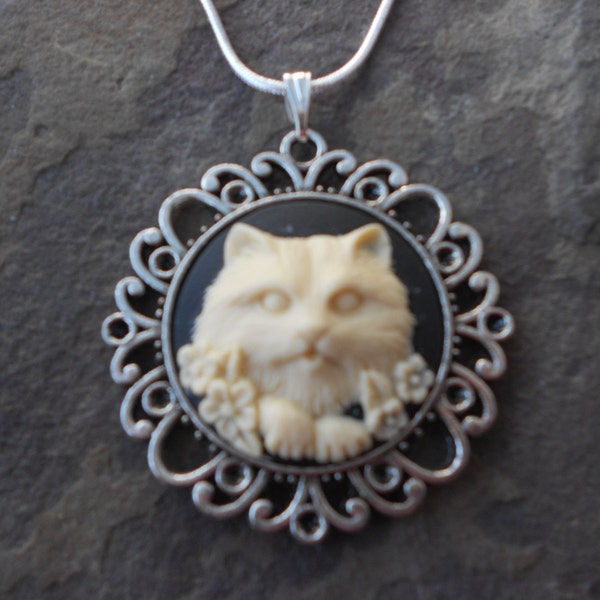 Cat Cameo Necklace - Etsy
