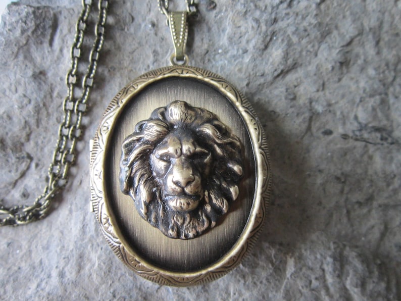 Locketstunning Lion Bronze Pendant Locket Lion's Head - Etsy