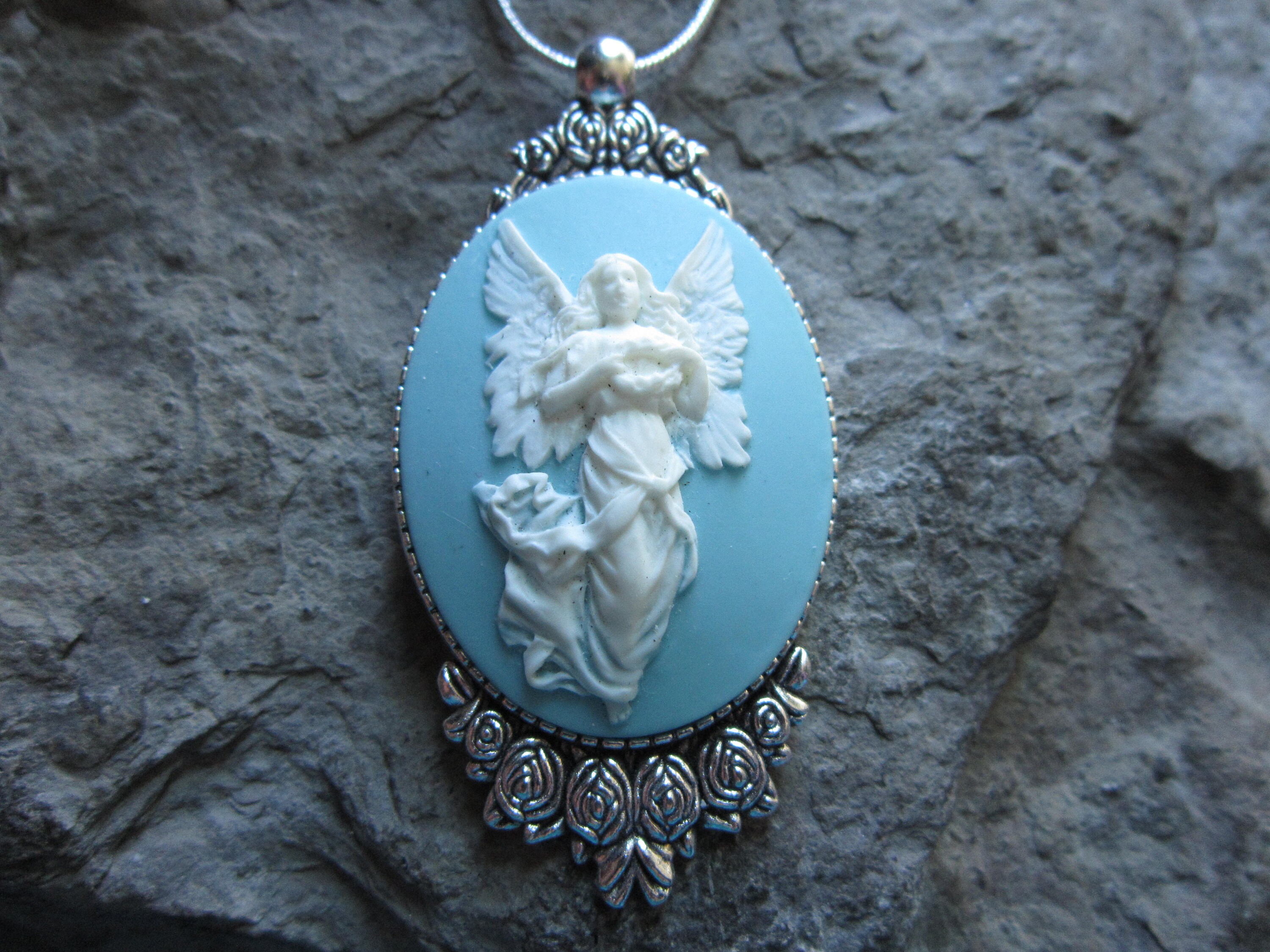 Choose Cameo Background Color Stunning Guardian Angel Cameo | Etsy