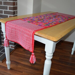 Hand Embroidered Guatemalan Table Runner: Huipil Bird & Floral Decor - Etsy