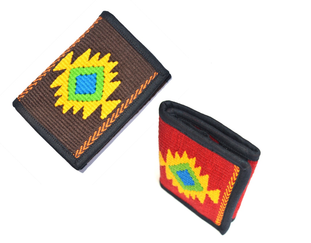 Handwoven Guatemalan Wallet: Vibrant Geometric Tri-fold Cotton Wallet ...