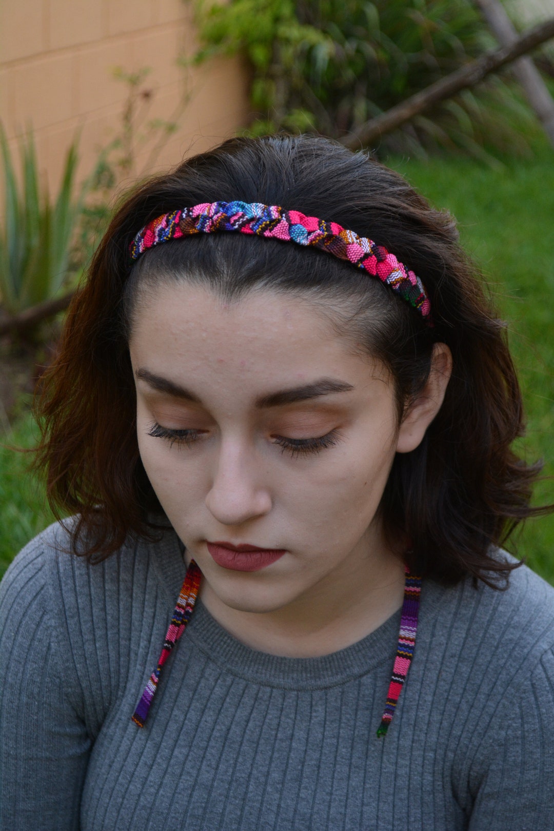 Boho Braided Headband: Multicolored Cotton Elastic Head Wrap - Etsy
