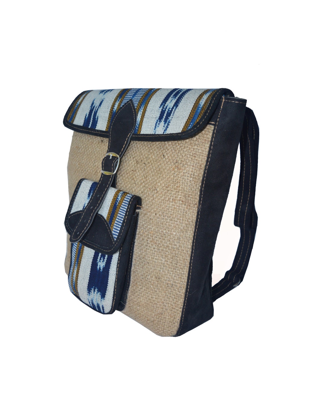 Vegan Leather Burlap Backpack: Guatemalan Ikat Rucksack - Etsy