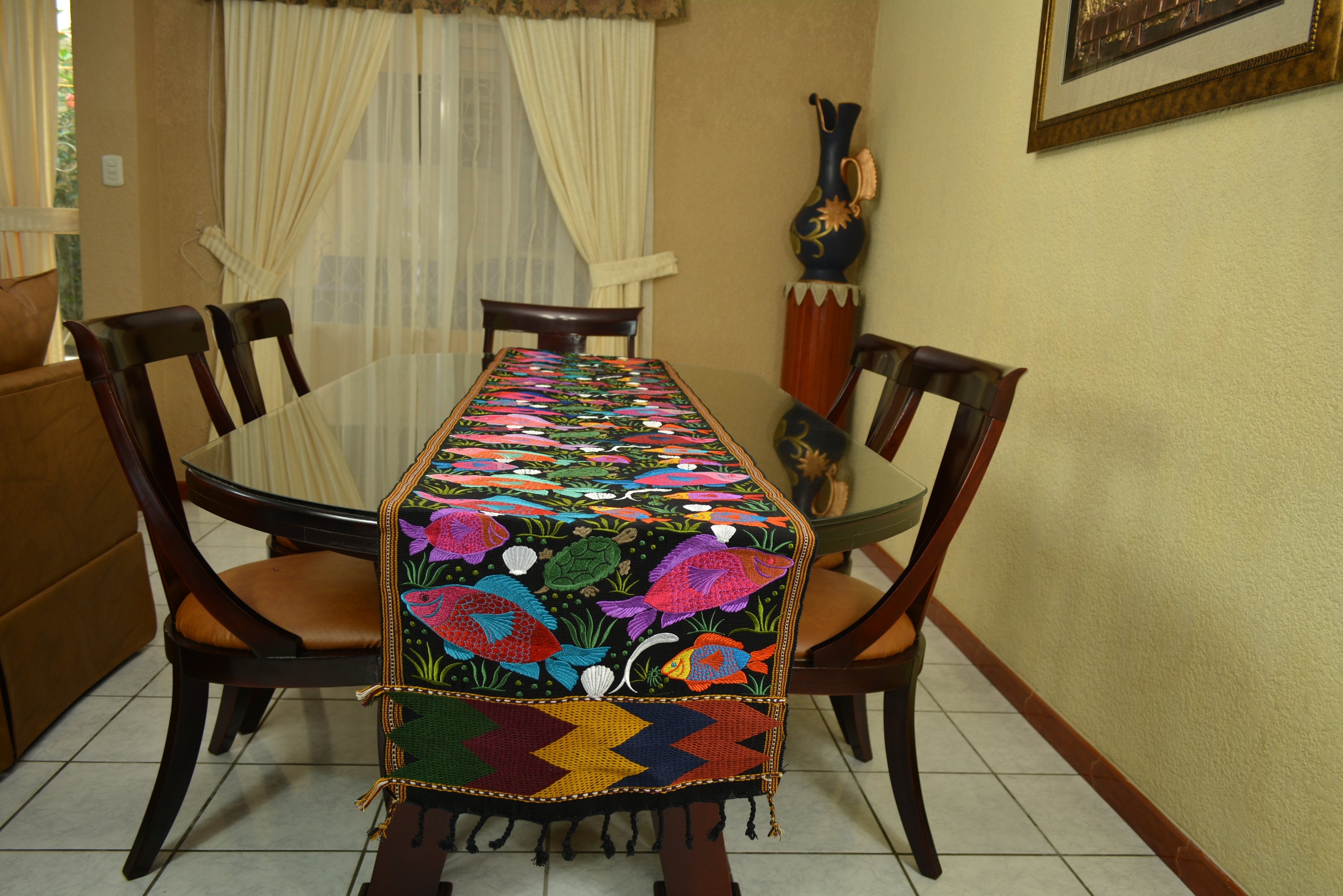 Fish Table Runner Guatemalan Table Runner Embroidered Table - Etsy