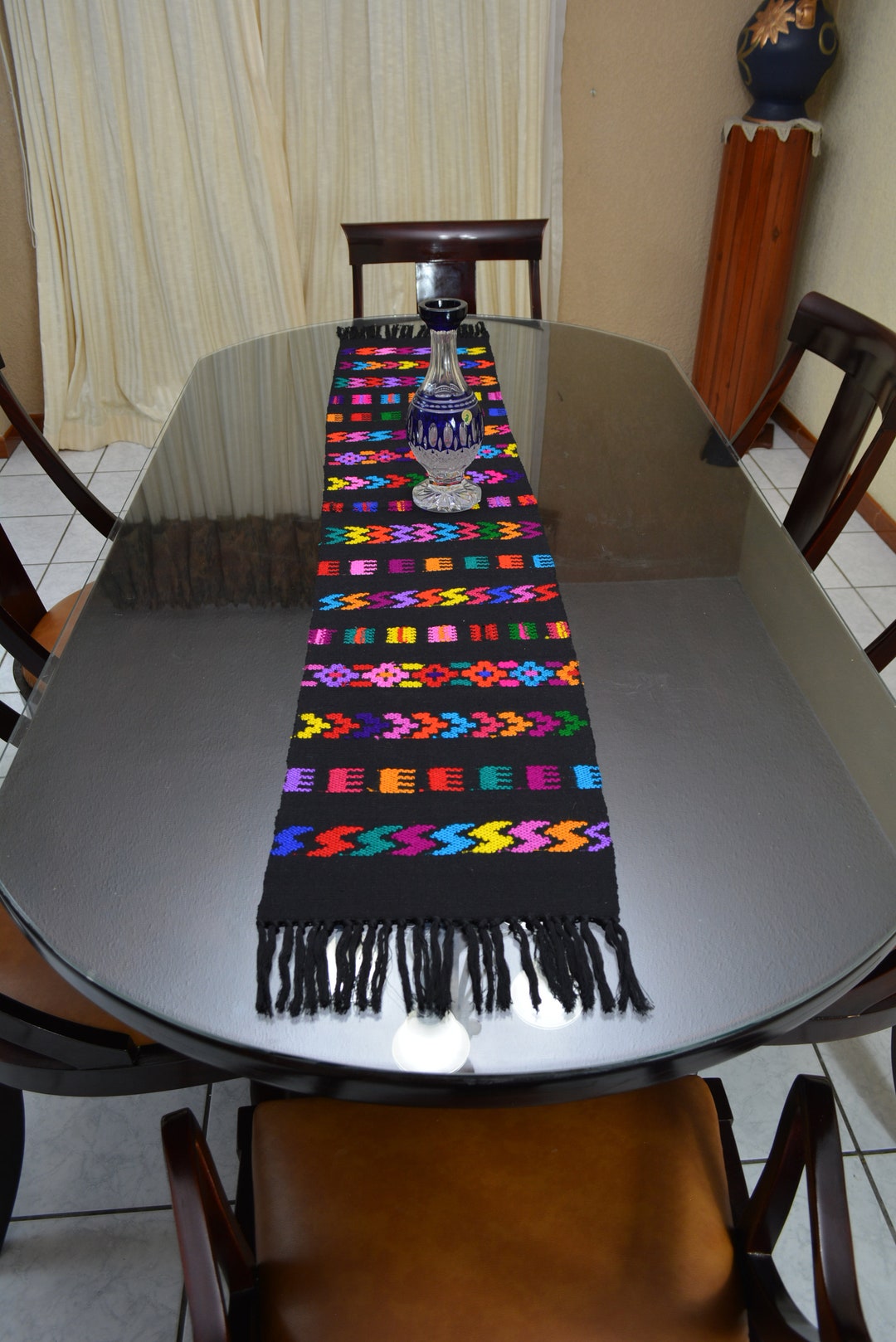 Handwoven Table Runner, Guatemalan Geometric Table Runner, Cotton Table ...
