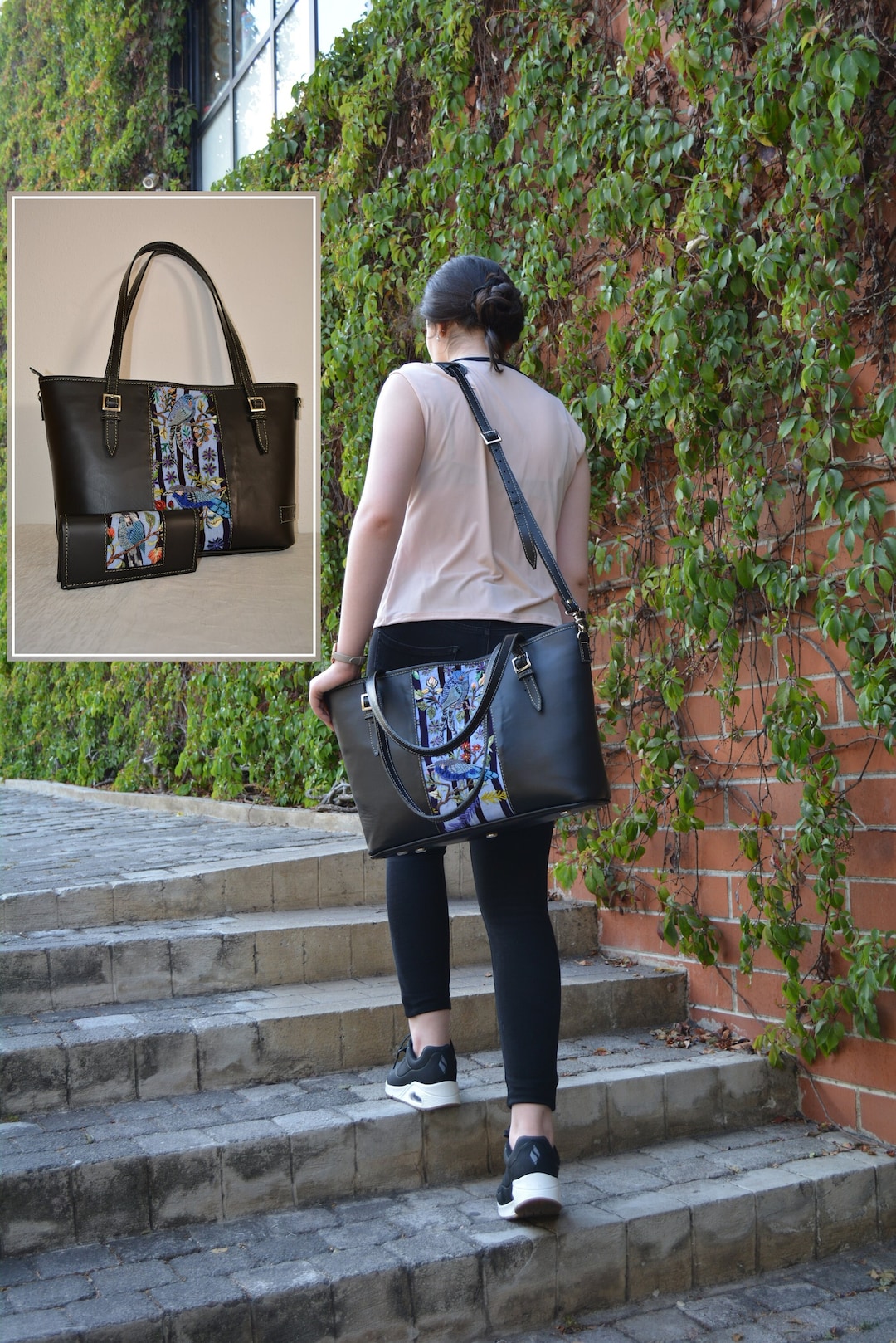 Leather Weekender Bag, Guatemalan Embroidered Bag, Huipil Tote Bag ...