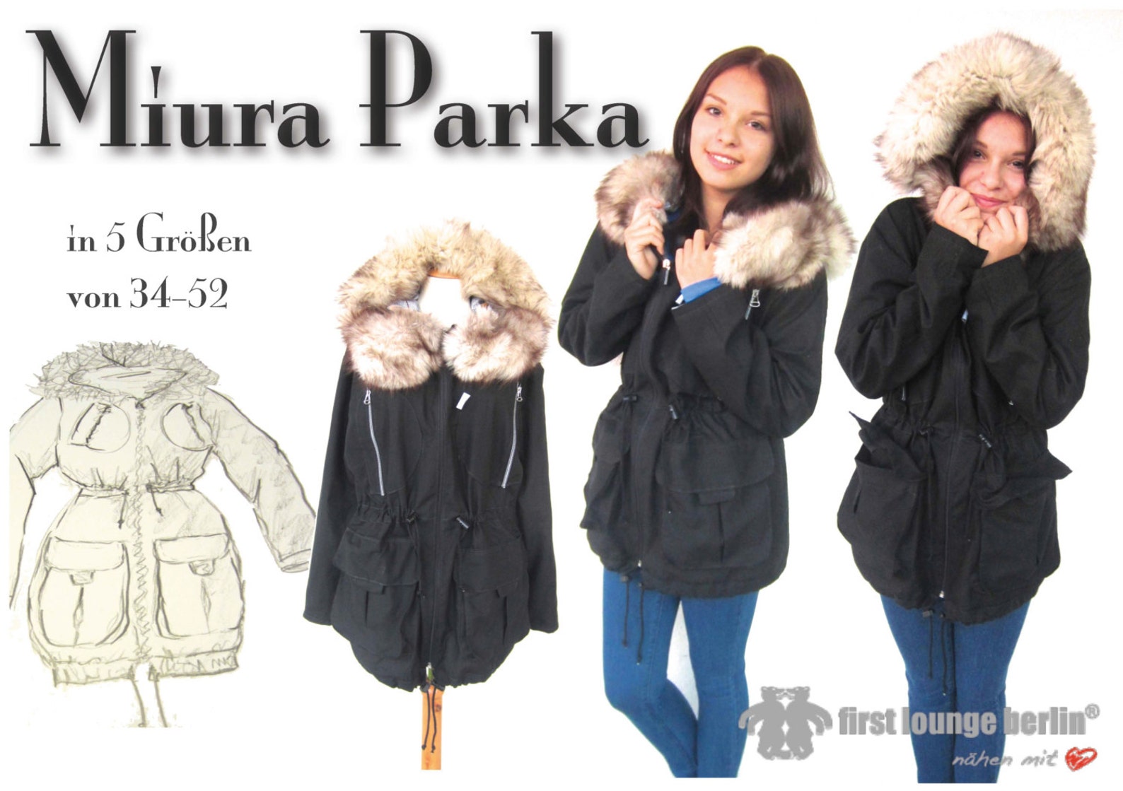 Miura Ebook Pdf-datei Parka Mantel Kapuzenjacke Anleitung - Etsy