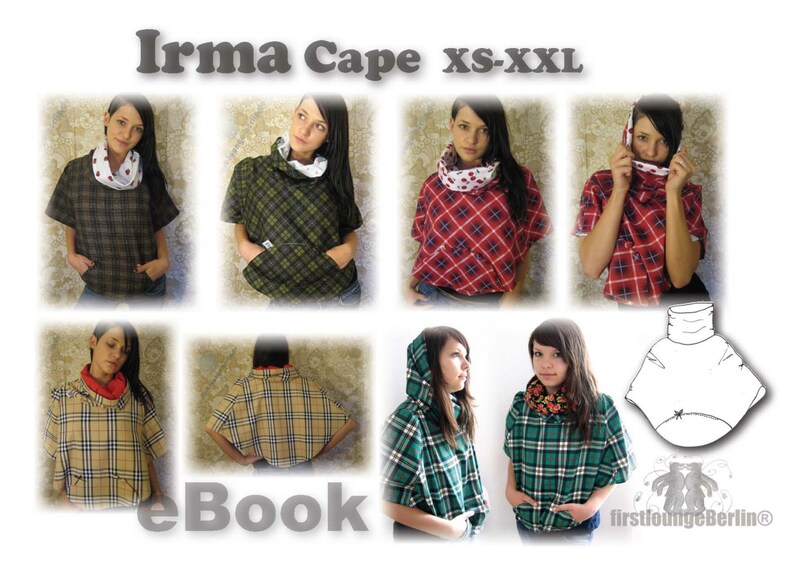 Us-irma Cape Poncho With Small Belly Pocket and Huge Collar in 4 Sizes ...