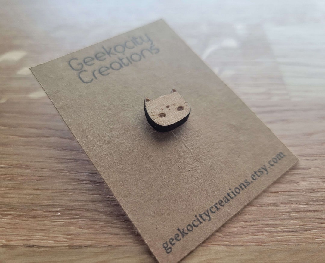 Cute Cat Face Laser Cut Wooden Pin Brooch Tie Pin - Etsy
