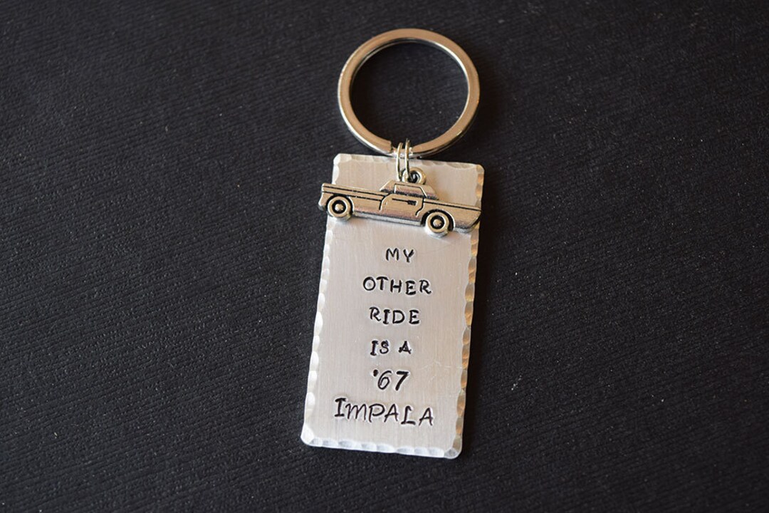 My Other Ride is a '67 Impala Hand Stamped Aluminum Key Chain Fob or ...
