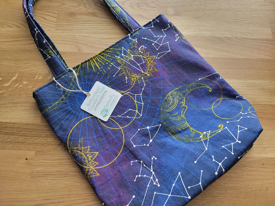 Bottomless Traveler's Tote Handmade Cotton Canvas Tote Bag Multiple Exterior and Lining Fabric ...