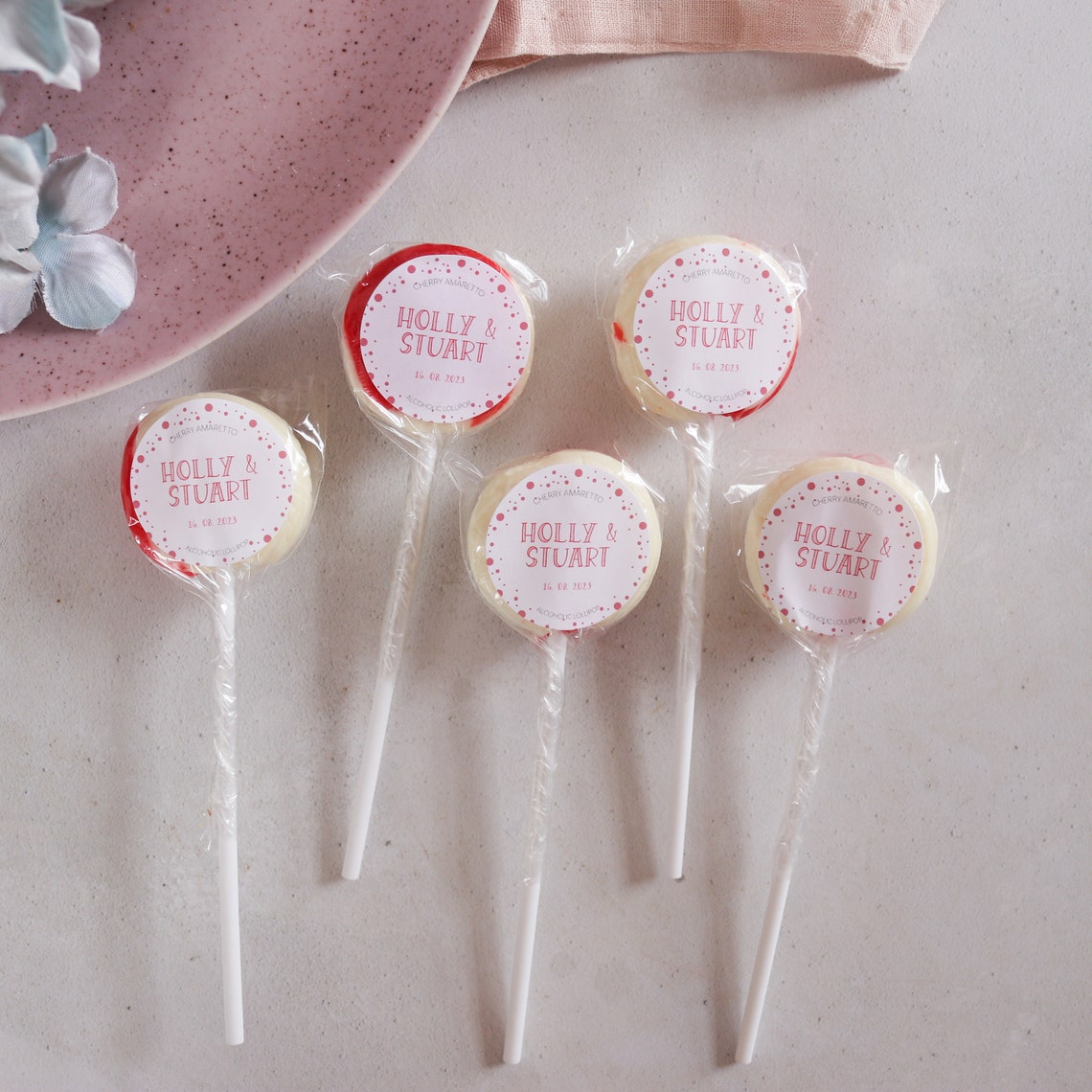 Personalised Polka Dot Alcoholic Lollipops Wedding Favours - Etsy