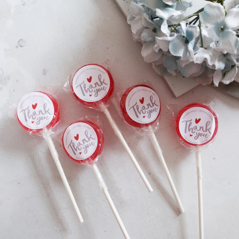 Personalised Thank You Alcoholic Lollipops - Wedding Favours - Wedding ...