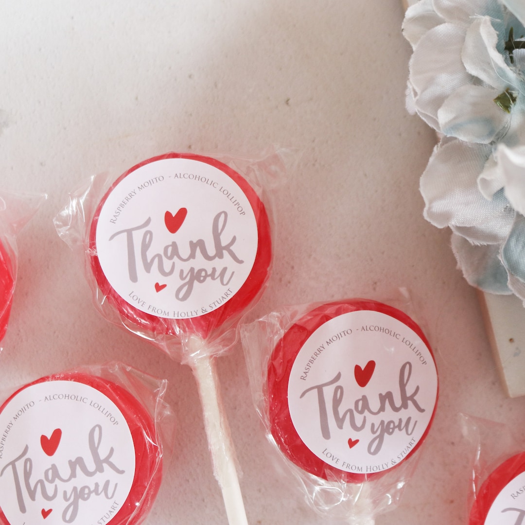 Personalised Thank You Alcoholic Lollipops Wedding Favours Wedding ...