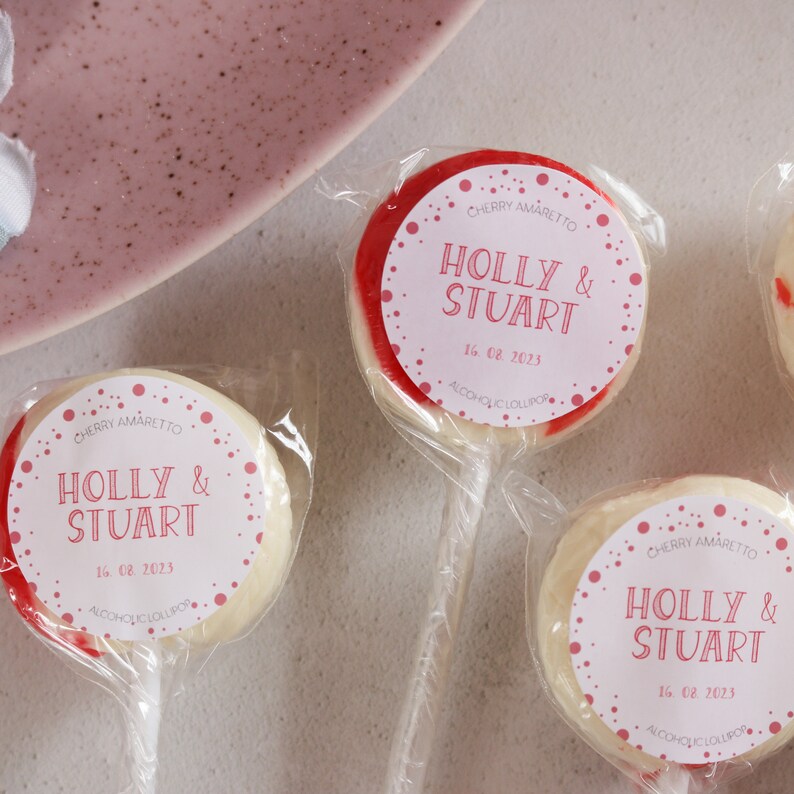 Personalised Polka Dot Alcoholic Lollipops Wedding Favours - Etsy