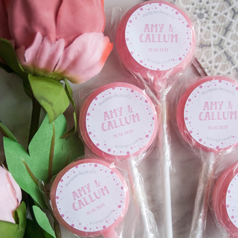 Personalised Polka Dot Alcoholic Lollipops Wedding Favours | Etsy