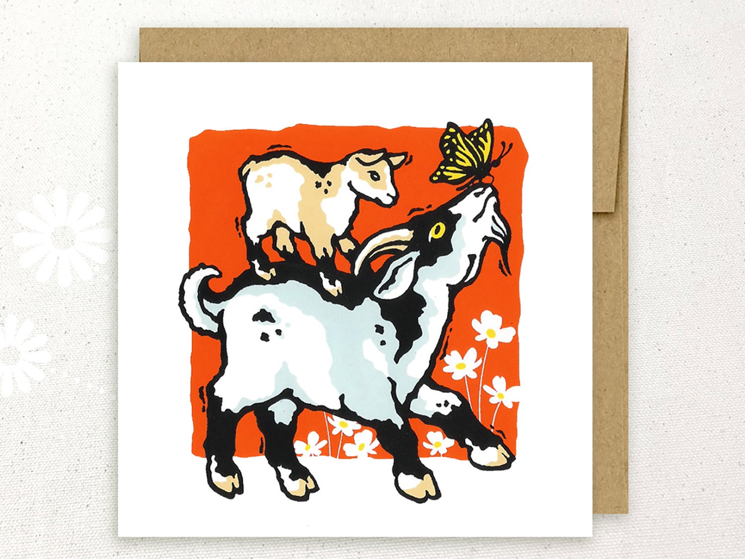 Pygmy Goats and Butterfly Hand-silkscreened Notecard - Etsy