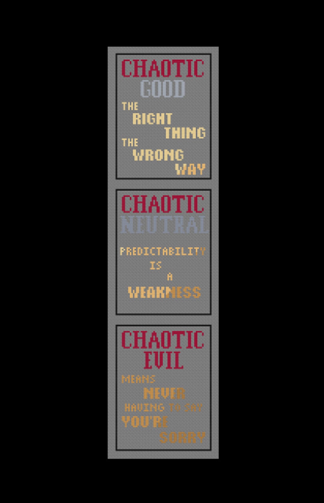 Chaotic Alignment - D&D - PDF Cross Stitch Pattern - Etsy