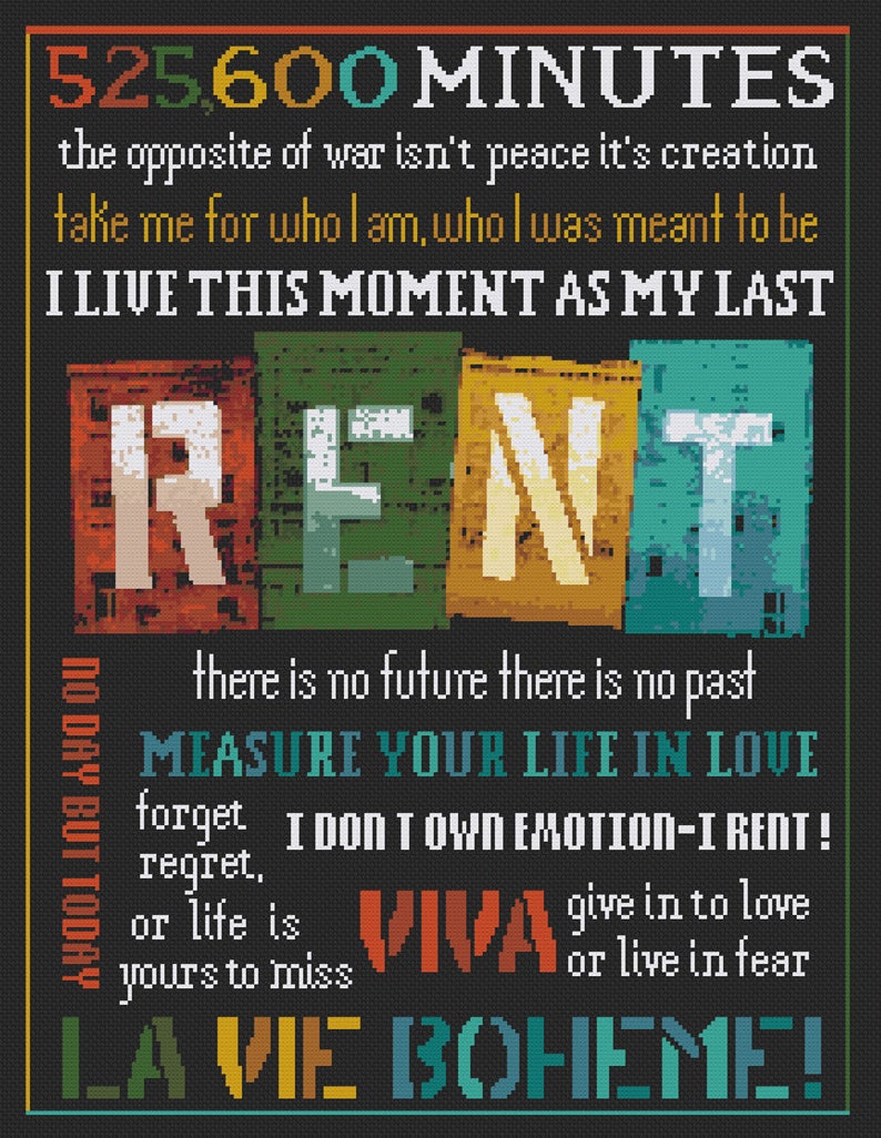 Rent Songs - PDF Cross Stitch Pattern - Etsy