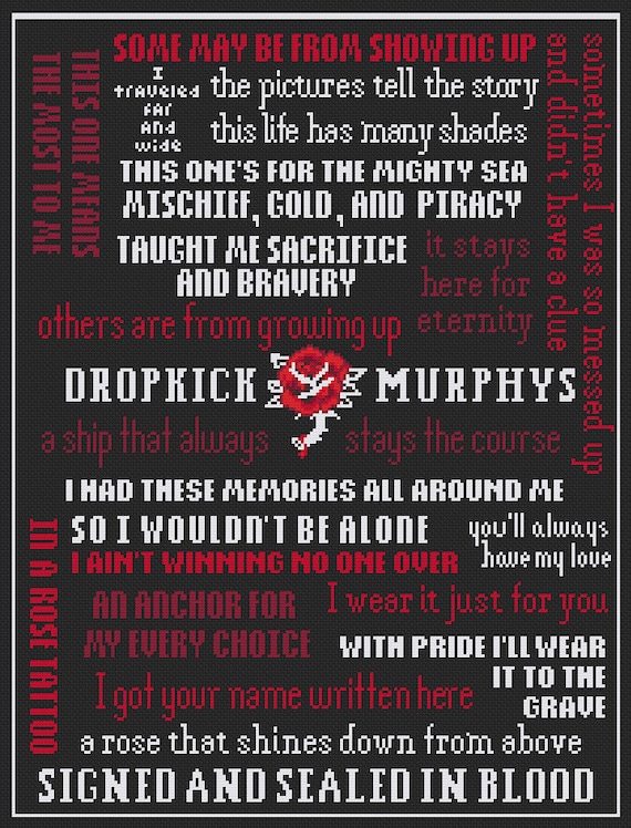 Rose Tattoo Dropkick Murphys PDF Cross Stitch Patterns | Etsy