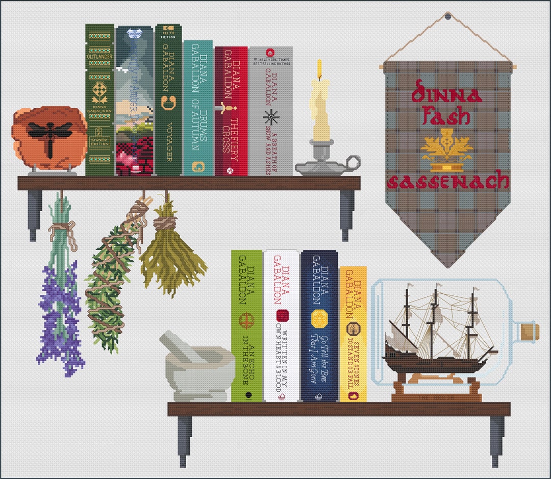 Outlander Bookshelf - PDF Cross Stitch Patterns - Etsy